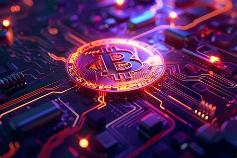 premium photo golden bitcoin symbol illuminated on a complex
