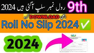 Roll Number Slips For 9th Class 2024 9th Class Roll Number Slips 2024