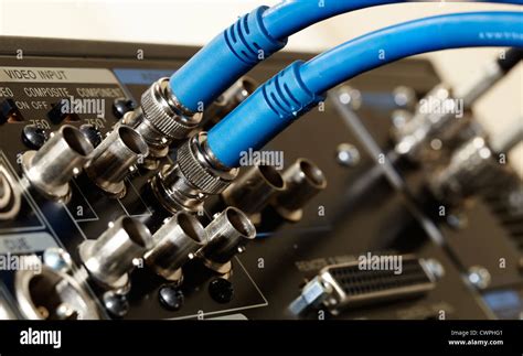 Macro Shot Of The 2 HD SDI Video Cables And Digital Video Connectors On The Back Of The