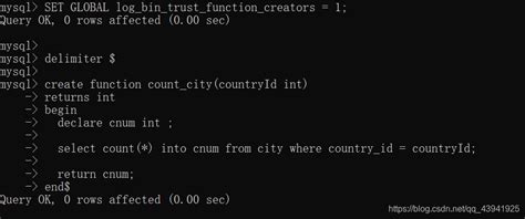 Mysql创建存储函数报错：error 1418 Hy000 This Function Has None Of Deterministic No Sql 2023 07 25