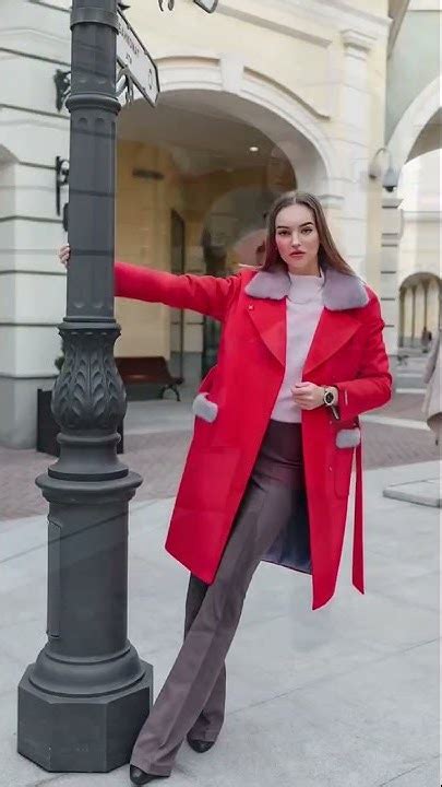 Стильное яркое красное пальто женское зимнее шерсть утепленное BRIARI ...