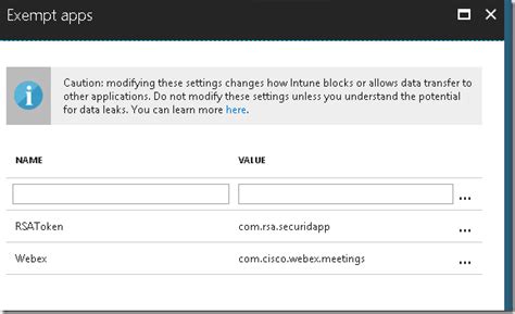 how to create exceptions to the intune mobile application management