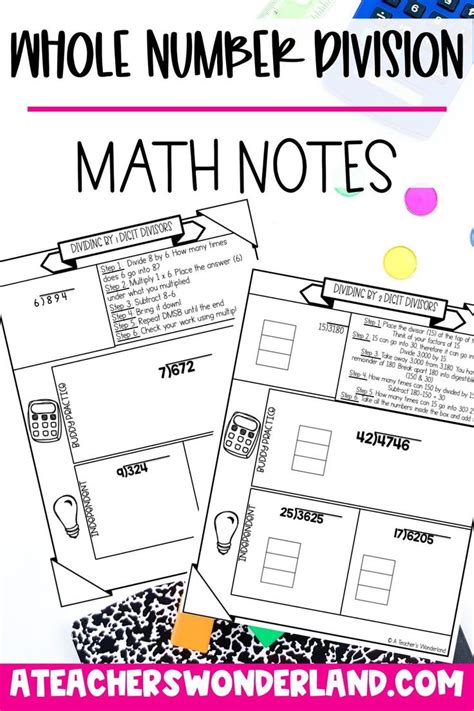 Two Worksheets With The Words Whole Number Division And Math Notes On Them Two Worksheets With The Words Whole Number Division And Math Notes On Them