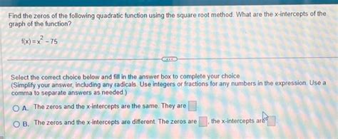 solved find the zeros of the following quadratic function