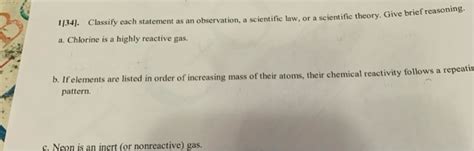 Solved 1 34 Classify Each Statement As An Observation A