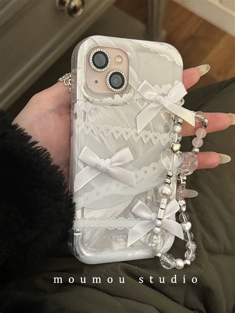 앤틱케이스 비즈키링세트자개 발레코어 화이트 케이스 폰케이스 아이폰15프로케이스 15프로맥스 14프로맥스 13프로맥스 귀여운 감성 아이폰프로케이스 폰케이스 14프로케이스