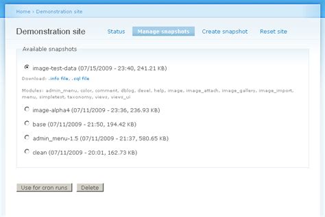 Demonstration Site Sandbox Snapshot