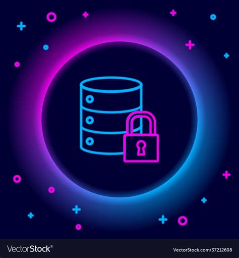 Glowing Neon Line Server Security With Closed Vector Image