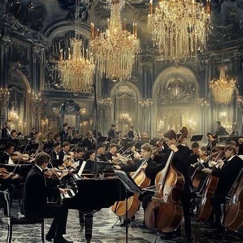 A Classical Orchestra Performing With Elegant Instruments And Formal