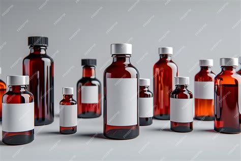 Highresolution Shots Of Medical Bottles With White Labels On Pure