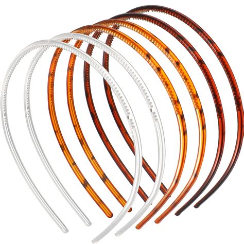 6 Pieces Plastic Plain Headbands Teeth Comb Headbands Skinny Diy Hair
