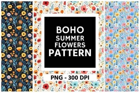 Boho Summer Flowers Pattern 01 Graphic By Mystic Oasis · Creative Fabrica