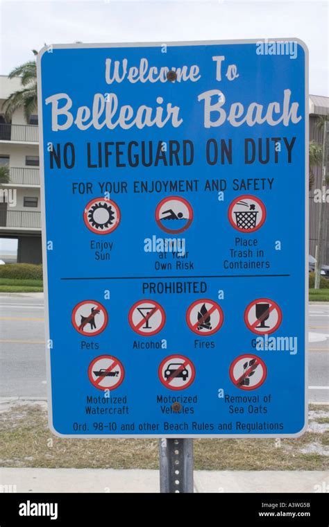 Lifeguard Safety Sign For Belleair Beach Belleair Beach Florida Usa