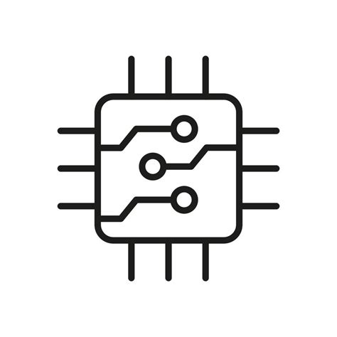 icono de línea de microchip de computadora Pictograma de chip de procesador de cpu símbolo de