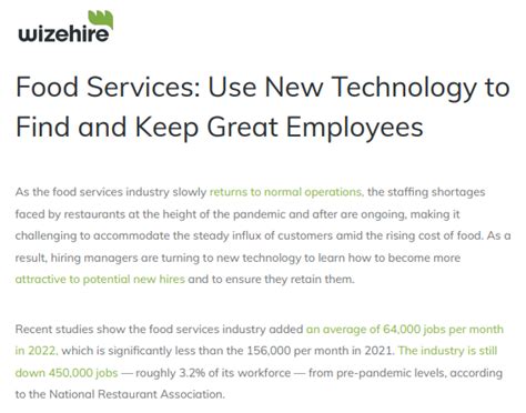 Food Services Use New Technology To Find And Keep Great Employees