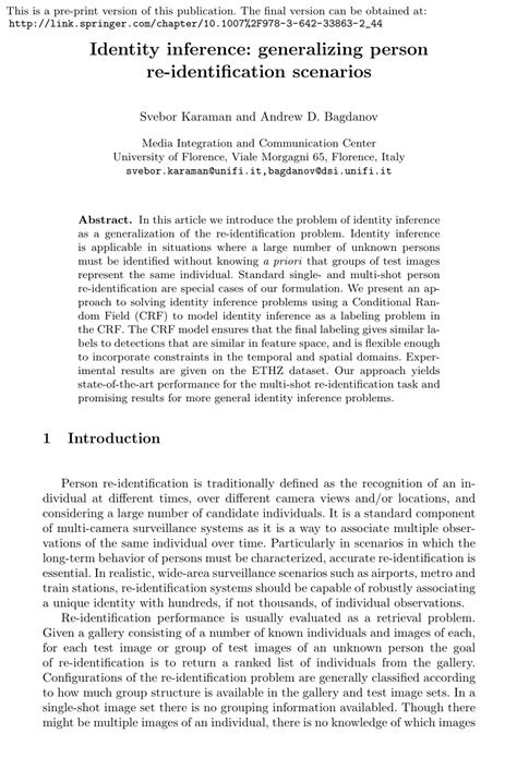 Pdf Identity Inference Generalizing Person Re Identification Scenarios