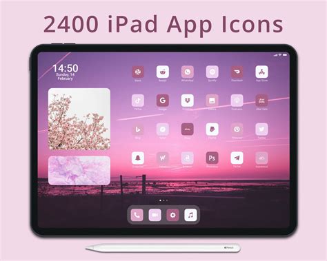 Pink Sunset Themed Ipad App Icon Pack Ipad Desktop Icons Ios Icons Pack Pink App Icons For