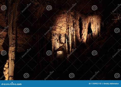 Stalactites And Stalagmites Inside Mammoth Cave National Park Stock