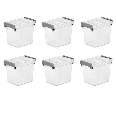 Sterilite 2 5 Qt Modular Latch Box Plastic Titanium Set Of 6