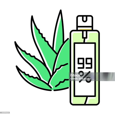 에어로졸 그린 컬러 아이콘입니다 알로에 베라 비상 스프레이 식물 성 헤어 스프레이 병에 천연 화장품 치유와 보습을위한 약초