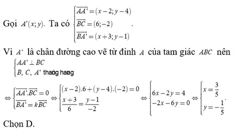 Trong mặt phẳng tọa độ Oxy cho tam giác ABC có A( 2,4), B( -3,1), C( 3, -1). Tìm tọa độ chân ...