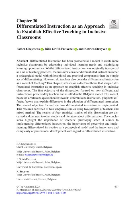 (PDF) Differentiated Instruction as an Approach to Establish Effective Teaching in Inclusive ...