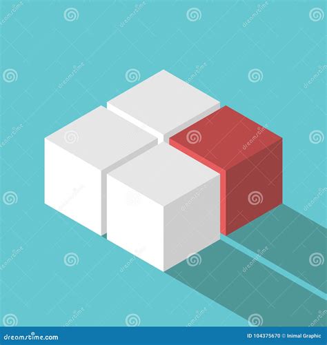 Isometric Red Missing Cube Stock Vector Illustration Of Idea