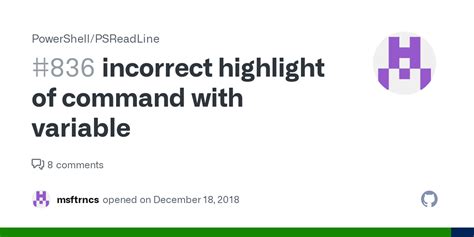 incorrect highlight of command with variable · issue 836 · powershell