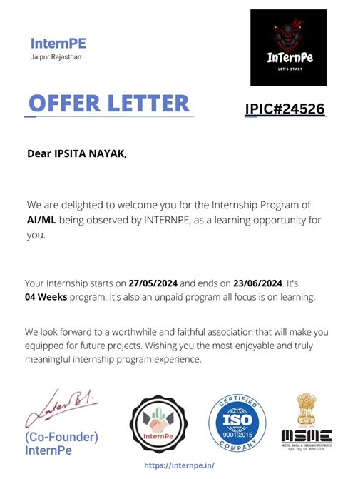 Ipsita Nayak On Linkedin Connections Internpe Internpe Internship Ml