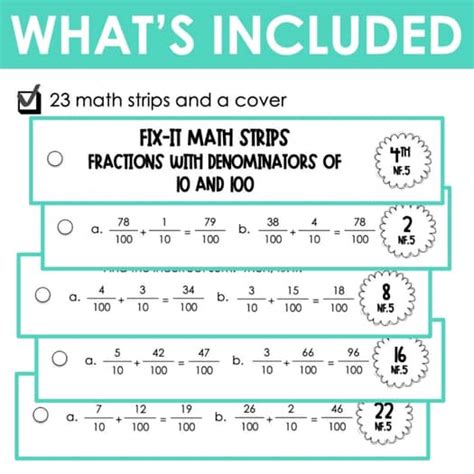 4th Grade Fractions With Denominators 10 And 100 Math Error Analysis Task