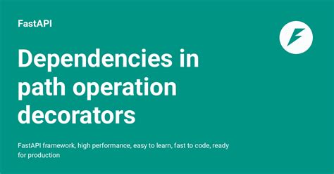 Dependencies In Path Operation Decorators Fastapi