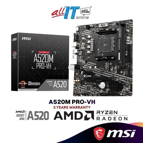Msi A M Pro Vh Micro Atx Matx Amd Motherboard Amd Am Socket Shopee Malaysia