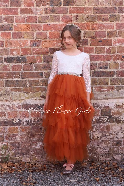 Long Ruffles Long Sleeve Bohemian Rustic Wedding Flower Girl Etsy