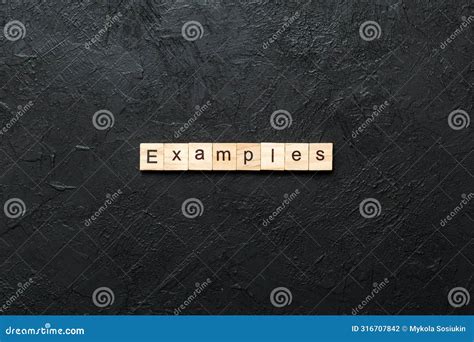 Examples Word Written On Wood Block Examples Text On Table Concept