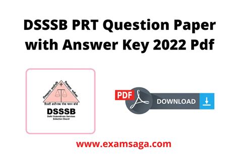 Dsssb Prt Question Paper With Answer Key 2022 Pdf Examsaga