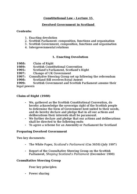 Lecture 15 Devolved Government In Scotland Constitutional Law Lecture 15 Devolved