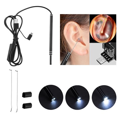 3 In 1 Usb Ent Otoscope 6 Led Ear Cleaning Endoscope 55mm Ear Pick