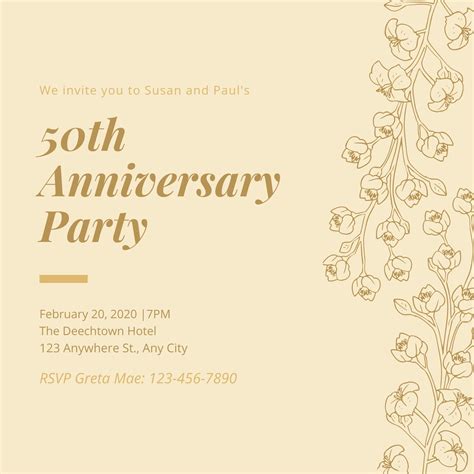 Printable 50Th Wedding Anniversary Invitations