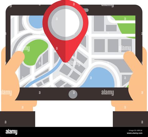 Hand Holding Device With Map Navigation Gps Stock Vector Image Art Alamy
