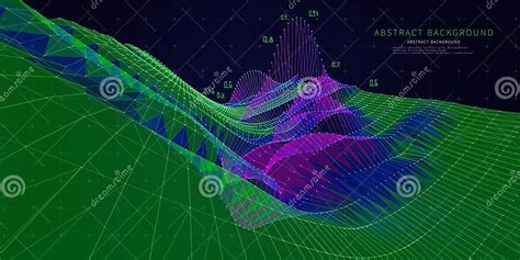 Abstract Background With Color Grid And Data On Dark Technology