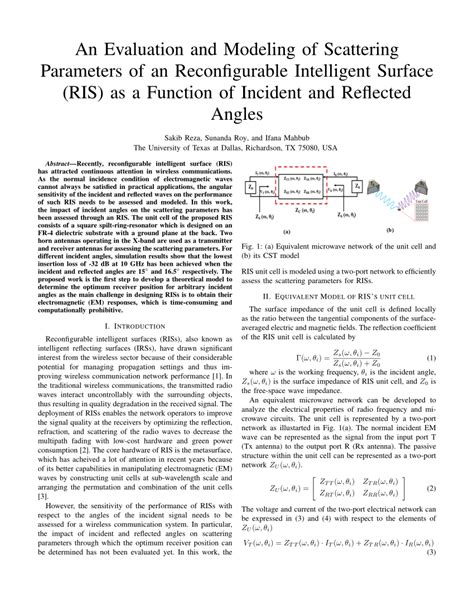 Pdf An Evaluation And Modeling Of Scattering Parameters Of An