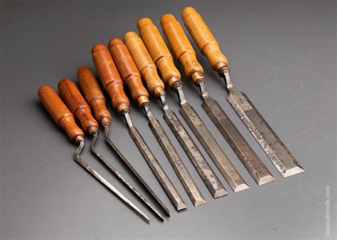 Extra Fine Set Of Nine Buck Brothers Crank Neck Offset Paring Chisels Jim Bode Tools