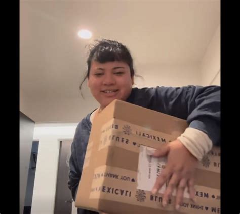 Julia Gagnon Receives A Huge T Box From A Maine Business