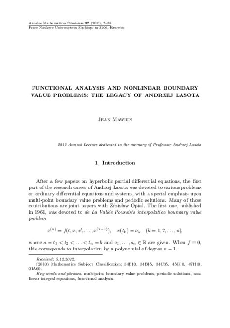 Pdf Lasotas Legacy In Functional Analysis
