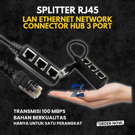 Jual Splitter Rj45 Lan Ethernet Network Connector Hub 3 Port Shopee Indonesia