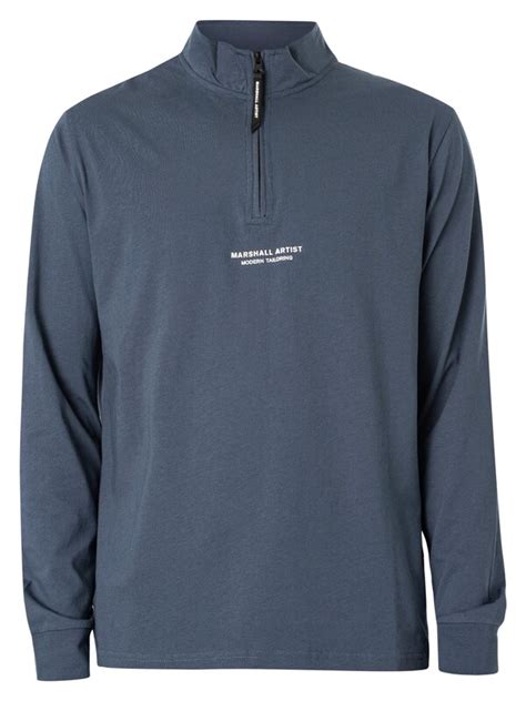 Marshall Artist Injection Funnel Neck Track Top Slate Blue Standout