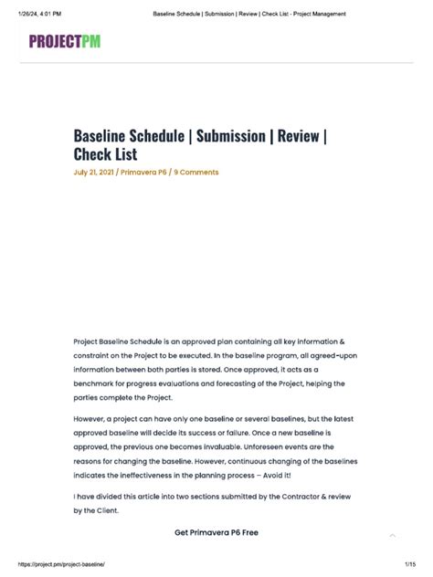 Baseline Schedules Pdf