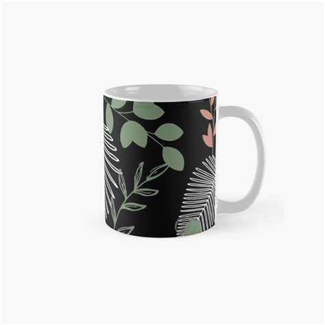 Tropical Palms Leaves Black Pink Green Pattern For Girls Coffee Mug