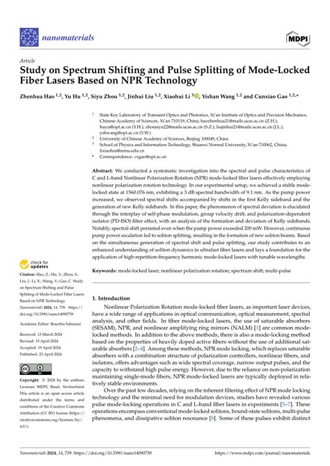 PDF Study On Spectrum Shifting And Pulse Splitting Of Mode Locked