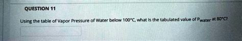 solved question 11 using the table of vapor pressure of water below